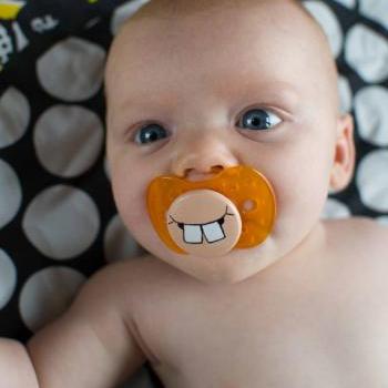 Cute Buck Teeth - Custom Hand Painted Pacifier Nuk Style Orange on Luulla