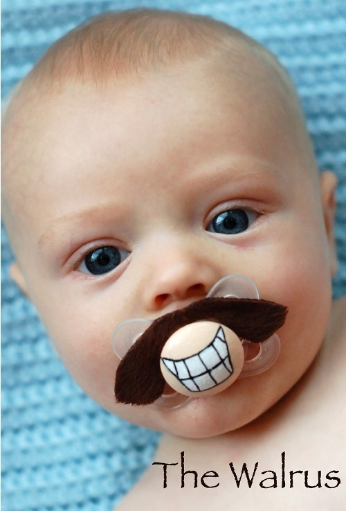 The Walrus - Hand Cut Custom Mustache Pacifier Brown on Luulla