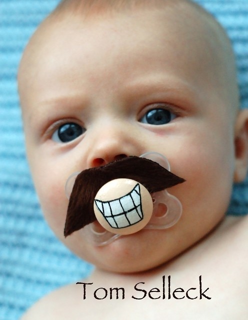 Tom Selleck - Hand Cut Custom Mustache Pacifier - Brown on Luulla